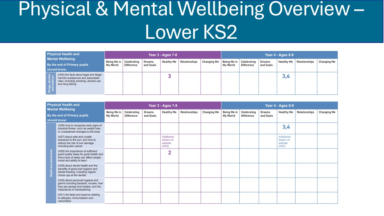Physical & Mental Wellbeing Overview – Lower KS2 – Holbrook Primary ...